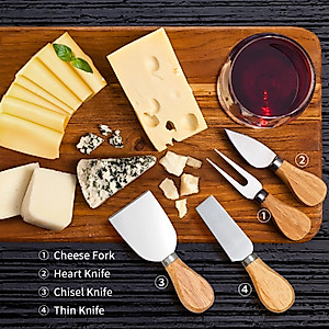 Ingcebo Stainless Steel Cheese Cutting Board with Wire Cutter, Cheese Slicer Cutter with 4 Cheese Knives Set and 5 Replacement Wires for Cutting Cheese