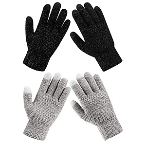 ONESING 2 Pairs Winter Gloves for Women Warm Womens Gloves with Touchscreen Fingers Knit Winter Gloves for Cold Weather