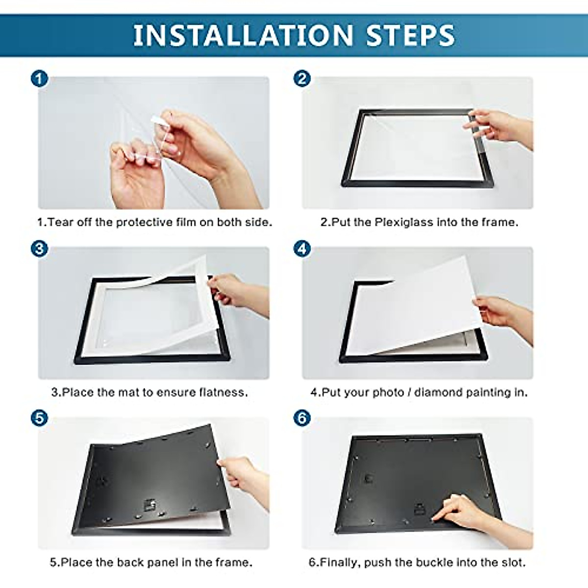 Diamond Art Painting Frames 4 Pack, 12.9x16.9in / 33x43cm Picture Frame Suitable for 12x16 Diamond Art Canvas - Black