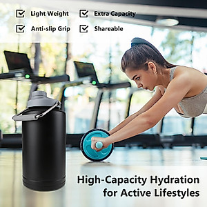 Tahoe Trails 1 Gallon Vacuum Insulated Water Bottle,ONE Gallon Stainless Steel Double Walled Water Jug,18/8 Food-Grade Stainless Steel Insulated Water Bottle for Hot and Cold Drinks Water Bottle,BLACK