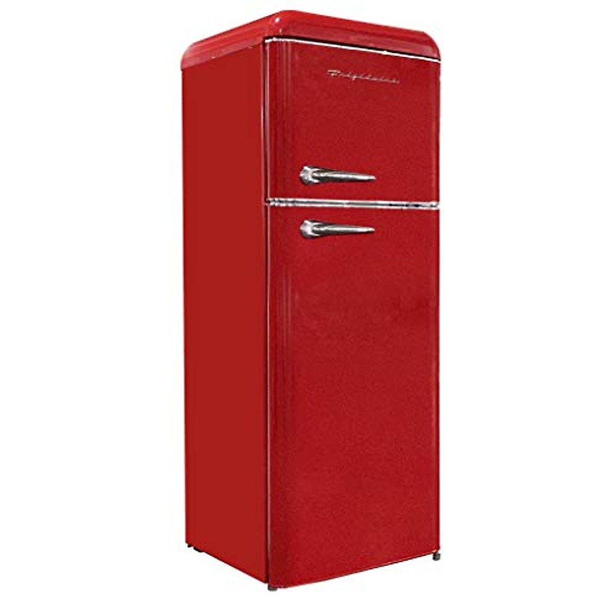 FRIGIDAIRE EFR756-RED EFR756, 2 Door Apartment Size Retro Refrigerator with Top Freezer, Chrome Handles, 7.5 cu ft, red