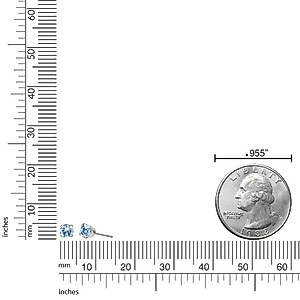 0.50 Carat Aquamarine Round Stud Earrings for Women in 14k White Gold 4 mm Birthstone Post with Friction Back I Push Back Studs by Lavari Jewelers