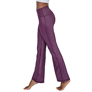 90 Degree By Reflex Faux Leather Flared Leg Yoga Pants - Squat Proof Interlink V-Back Cire Leggings - Potent Purple - Small