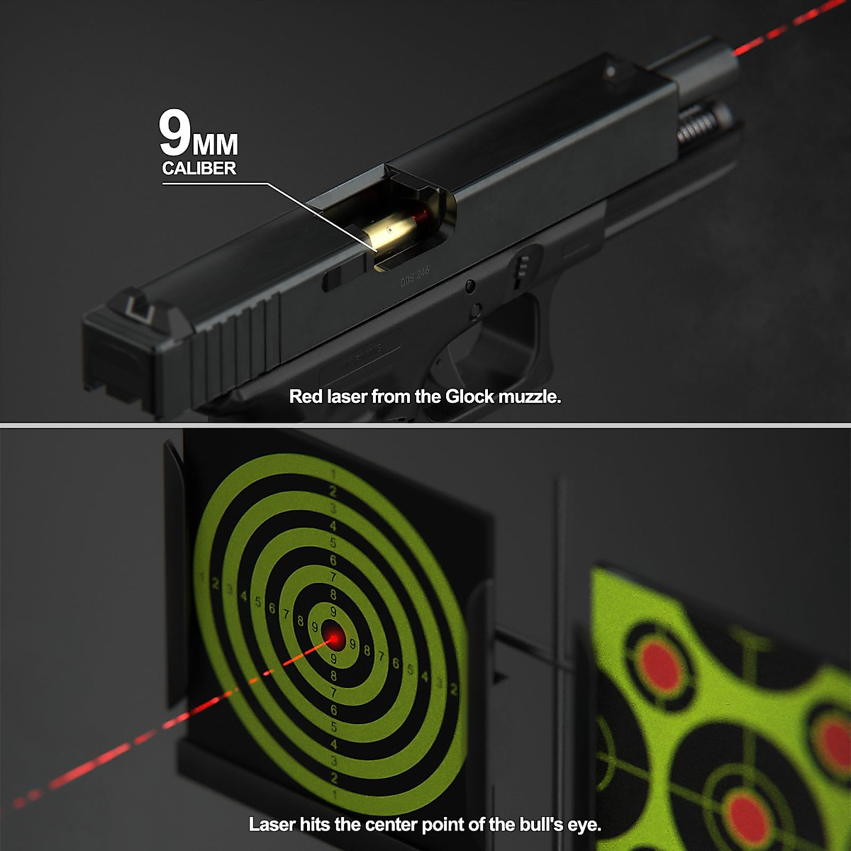 Feyachi Bore Sight 9mm Red Dot Laser Zeroing Bore Sighter Pistol Laser Boresighter with 3 Sets of Batteries
