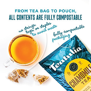 Teatulia Organic Chamomile Tea Bags (50 Pyramid Teabags) Whole Flower | 100% Compostable | Sustainably Grown In Egypt