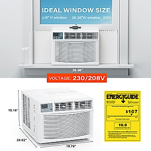 ROVSUN 12000 BTU Window Air Conditioner with Heat, Window AC Unit & Heater Combo with APP & Voice Smart Control, Timer Function & Easy Installation Kit, Work with Alexa/Google Assistant, 208/230V
