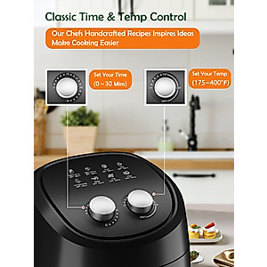 Air Fryer 8 Preset Menus 4.5 QT Airfryer Easy to Use with Adjustable Temperature Control with 8 Cooking References Nonstick Tray Auto Shutoff 1400W Hot Air Fryer Black