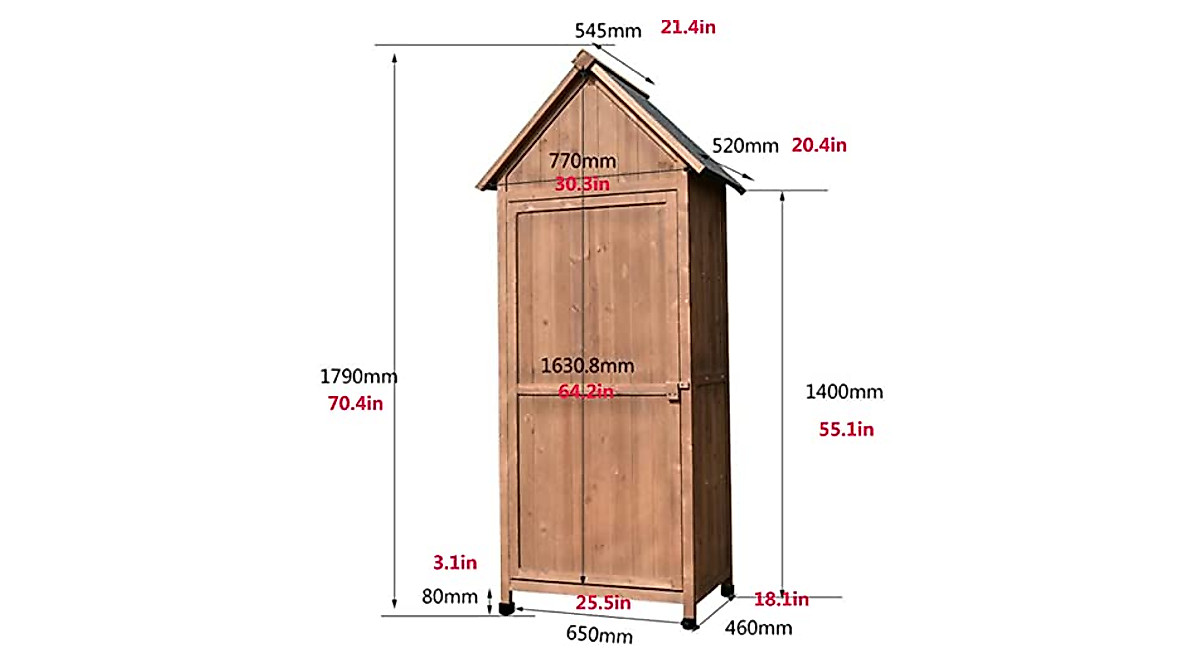 Outdoor Storage Shed - Durable Wooden Garden Cabinet with Waterproof Roof
