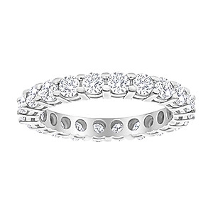 2 Carat (ctw) 14K White Gold Round Diamond Ladies Eternity Wedding Anniversary Stackable Ring Band Ultra Premium Collection
