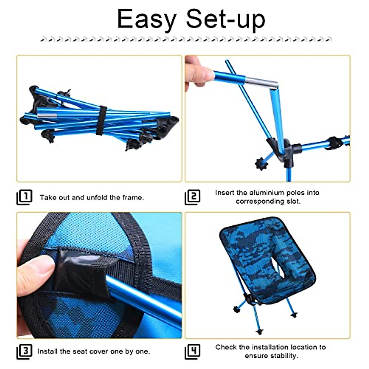 ABCCANOPY Camping Chairs, Large, Turquoise