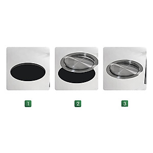 Built-in Countertop Trash Bin Lid Recessed Countertop Trash Can Lid Metal Round Drop in Trash Chute Cover Stainless Steel Trash Grommet Waste Basket Garbage Can Swing Trash Bin Lid (Black)