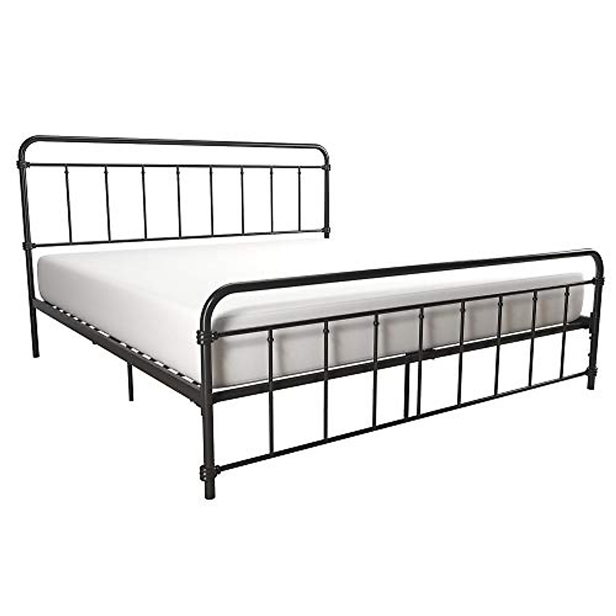 DHP Winston Metal Platform Bed with Rustic Design and Curved Edge Headboard and Footboard, Adjustable Base Height for Underbed Storage, No Box Spring Needed, King, Black
