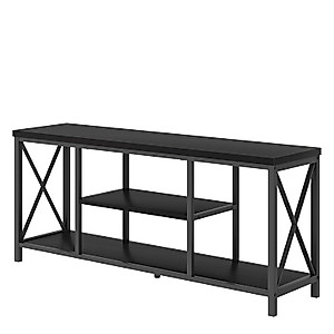 EXCEFUR 55 Inch TV Stand for Televisions up to 65 Inch, Modern Entertainment Center with Storage Shelves, Media TV Consoles for Living Room, Bedroom, Industrial Black Oak