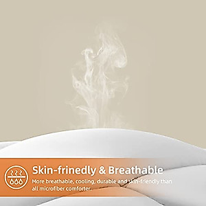 Soft Comforter Queen Size-Lightweight Down Alternative Comforter Duvet Insert with 8 Corner Tabs-Fluffy Breathable Box Stitched Reversible Comforter(White, Queen)