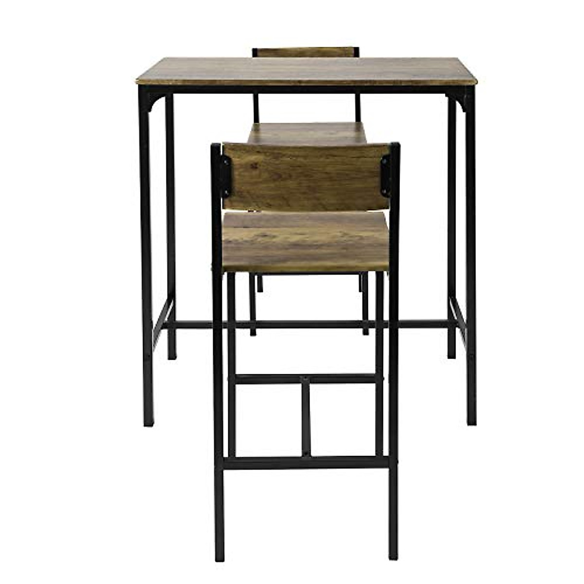 Haotian 3 Piece Bar Set, 1 Bar Table and 2 Stools, 3 Pieces Dining Set, Home Kitchen Breakfast Bar Set, Furniture Dining Set, Natural OGT03-XL