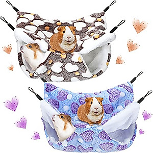 2 Pieces Small Guinea Pig Rat Hammock Guinea Pig Hamster Ferret Hanging Hammock Toys Bed for Small Animals Chinchilla Parrot Sugar Glider Ferret Squirrel Playing