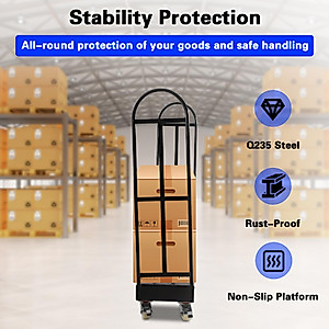 U-Boat Steel Cart, 60 L x 52 H 2000lbs Capacity Heavy Duty Utility U-Boat Cart with Six Wheels, Premium Hand Truck Platform Dolly (60" x 52" (L X H))