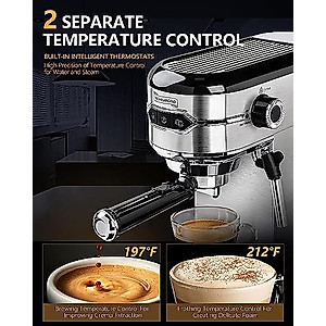 MICHELANGELO 15 Bar Espresso Machine with Milk Frother, Expresso Coffee Machines, Stainless Steel Espresso Maker for Cappuccino and Latte, Small Coffee Maker with Frother - Compact Design for Home