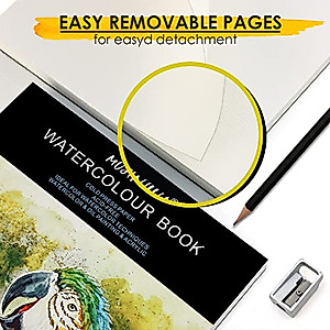 MUJINHUA Watercolor Paper, White, 140 lb, 6.1X8.7", 20 Sheets, Cold-Pressed, Acid-Free, Ideal for Watercolor Painting and Wet Media, Textured Paper Great and Sketchbook, Ideal for Kid, Beginners