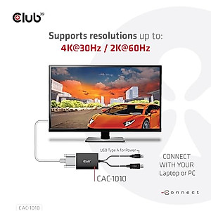 Club 3D CAC-1010 DisplayPort to DVI Dual-Link DVI-D Active Adapter for Your Monitor/Display - USB A Powered – 2560x1600 Resolution HDCP Supported NOT for Apple Cinema Monitors, Black