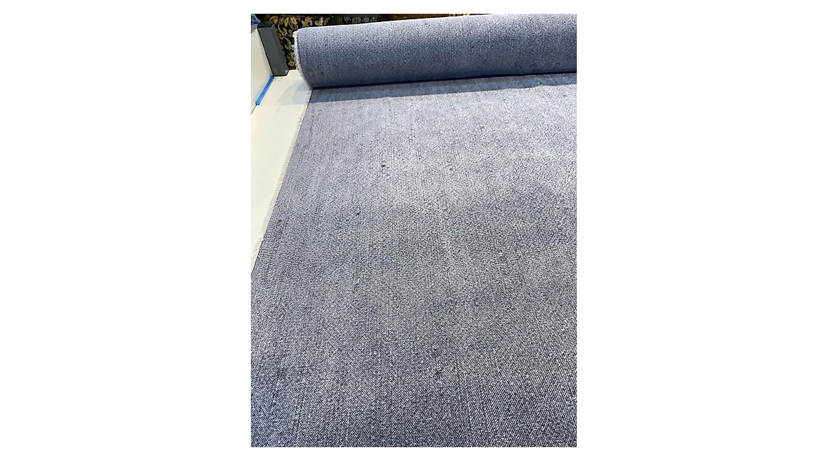 Calvin Linen Denim Blue Upholstery Fabric by The Yard