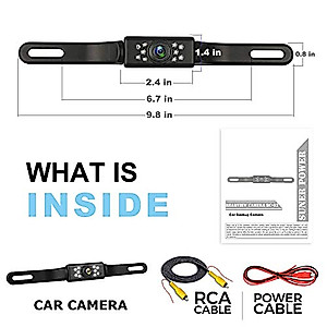 Car Backup Camera HD Night Vision Rear View Camera License Plate Camera with 9 LED Lights, Font & Rear Camera, Wide View Angle, IP69K Waterproof Reverse Camera for Cars,SUV,Trucks,RV, Pickup