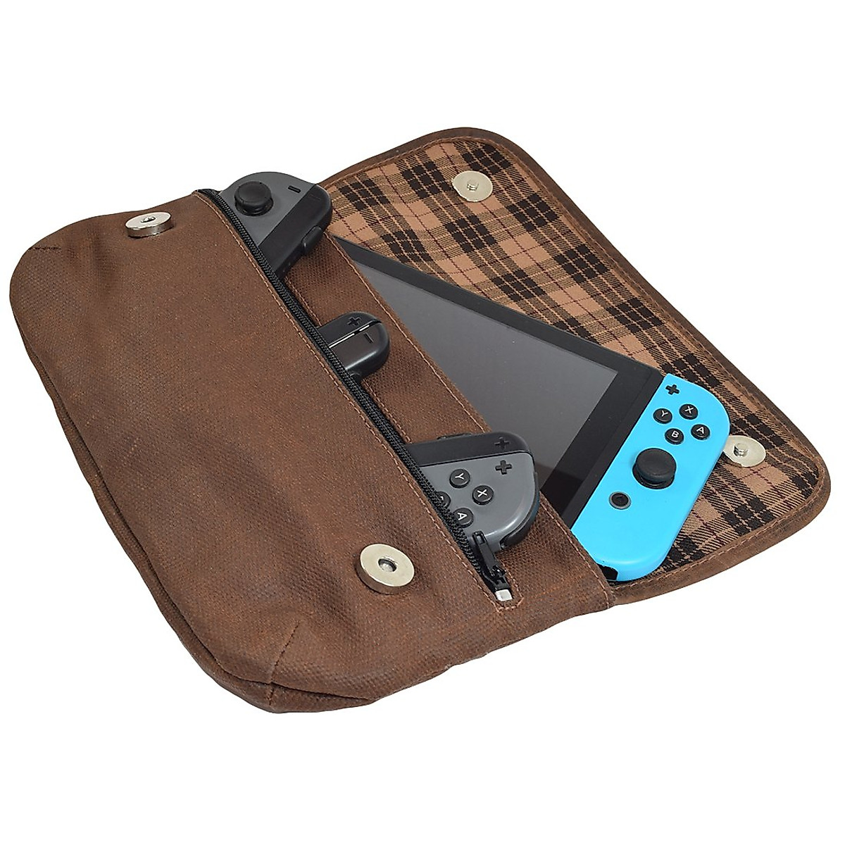 Hide & Drink, Carrying Case Compatible with Switch, Urban Travel Pouch, Soft Storage Bag, Scratch & Bump Protection, Minimalist Essentials, Waxed Canvas, Handmade, Honey Bourbon