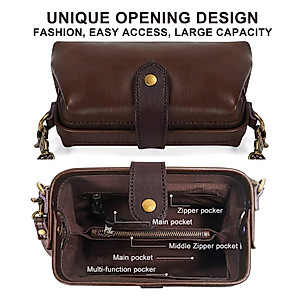 Top-Handle Bags Leather Crossbody Bags for Women Shoulder Bags Handmade Phone Purse Handbags Vintage Small Nice Little Messenger Bag, Coffee