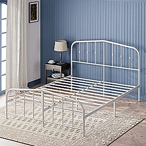 Zinus Heidi Metal Platform Bed Frame / Steel Mattress Foundation / No Box Spring Needed / Easy Assembly, White, Full