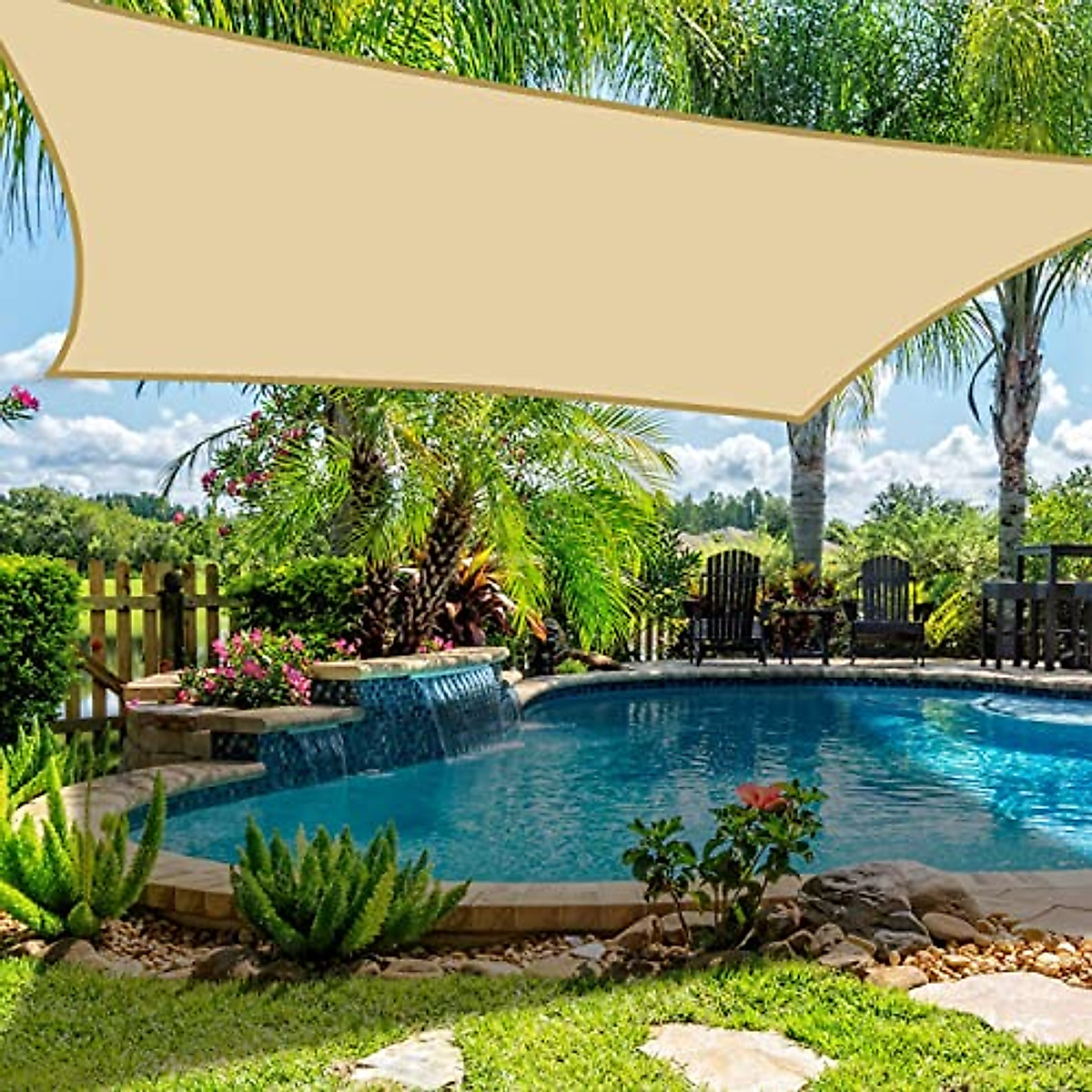 Shade Sail Waterproof Triangle Umbrella UV Protection Oxford Cloth Shade for Outdoor Terrace Backyard and Garden 6.5'x10'