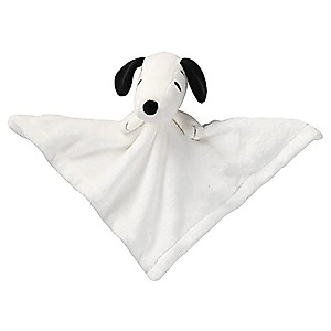 Lambs & Ivy Peanuts Snoopy Lovey White/Black Plush Security Blanket