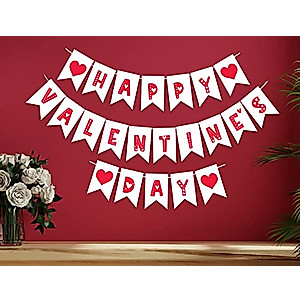 Happy Valentines Day Banner - Bunting Banner - Heart Signs - Love Banner - Valentines Day Photo Prop - Candy Heart Valentine Banner - Mantel Decor Valentines - Pre Assembled Proposal Banner