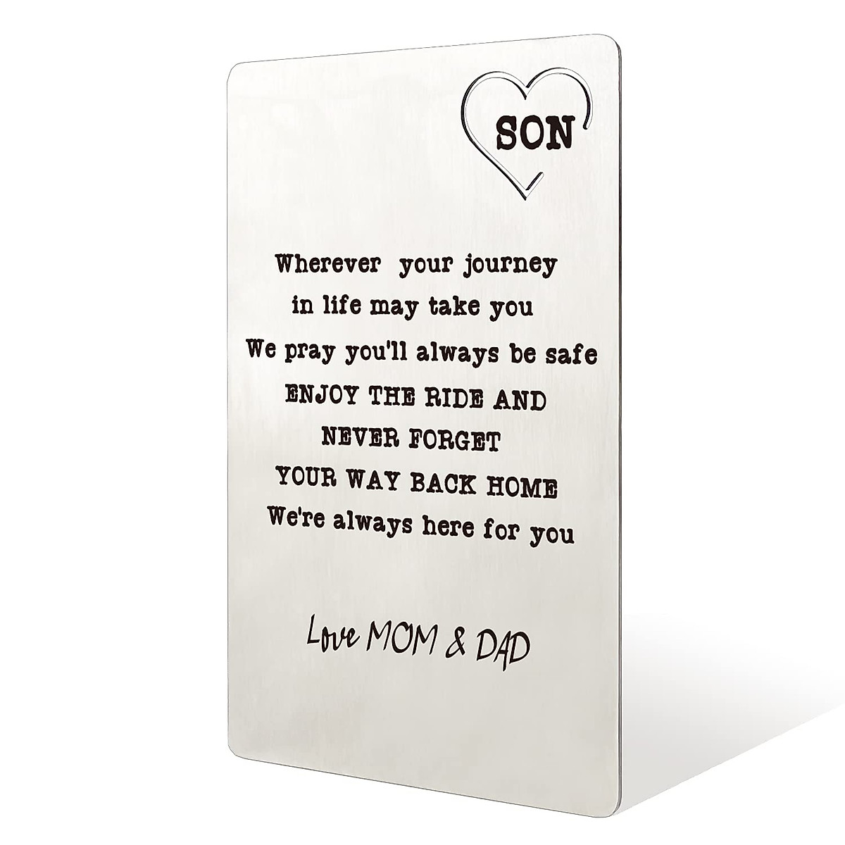 Son Engraved Metal Wallet Card, To Our Son Gifts from Mom and Dad, Engraved Wallet Insert Son, Son Birthday Card, Graduation Gifts