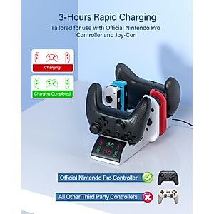 Switch Games Organizer Holder and Charging Dock for Nintendo Switch & Switch OLED Joy-Cons/Original Switch Pro Controller - Nargos Switch Storage Rack Stand Accessories kit