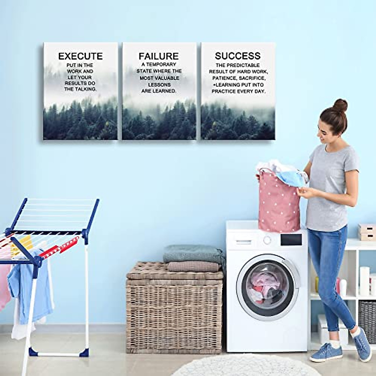 Canvas Wall Art Success Quote, Office Wall Art, inspirational wall art Large Poster, motivational wall art Positive Motivational Set of 3 Prints, Execute Failure Definition, Inspirational poster Print 11.5" x 15" 3 Pieces A-273