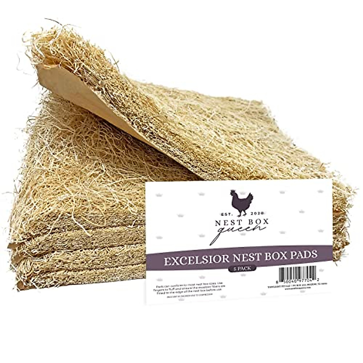Excelsior Nest Box Pads for Egg Laying Hens (5 Pack) - Made in USA from Aspen Excelsior
