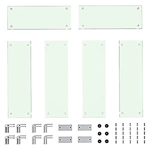 BQMAX 41.5" x 17.5" Fire Pit Glass Flame Wind Guard Rectangular, 5/16" Thick Fire Table Tempered Glass Wind Guard, Split Panel Design Wind Guards for Fire Pit Table