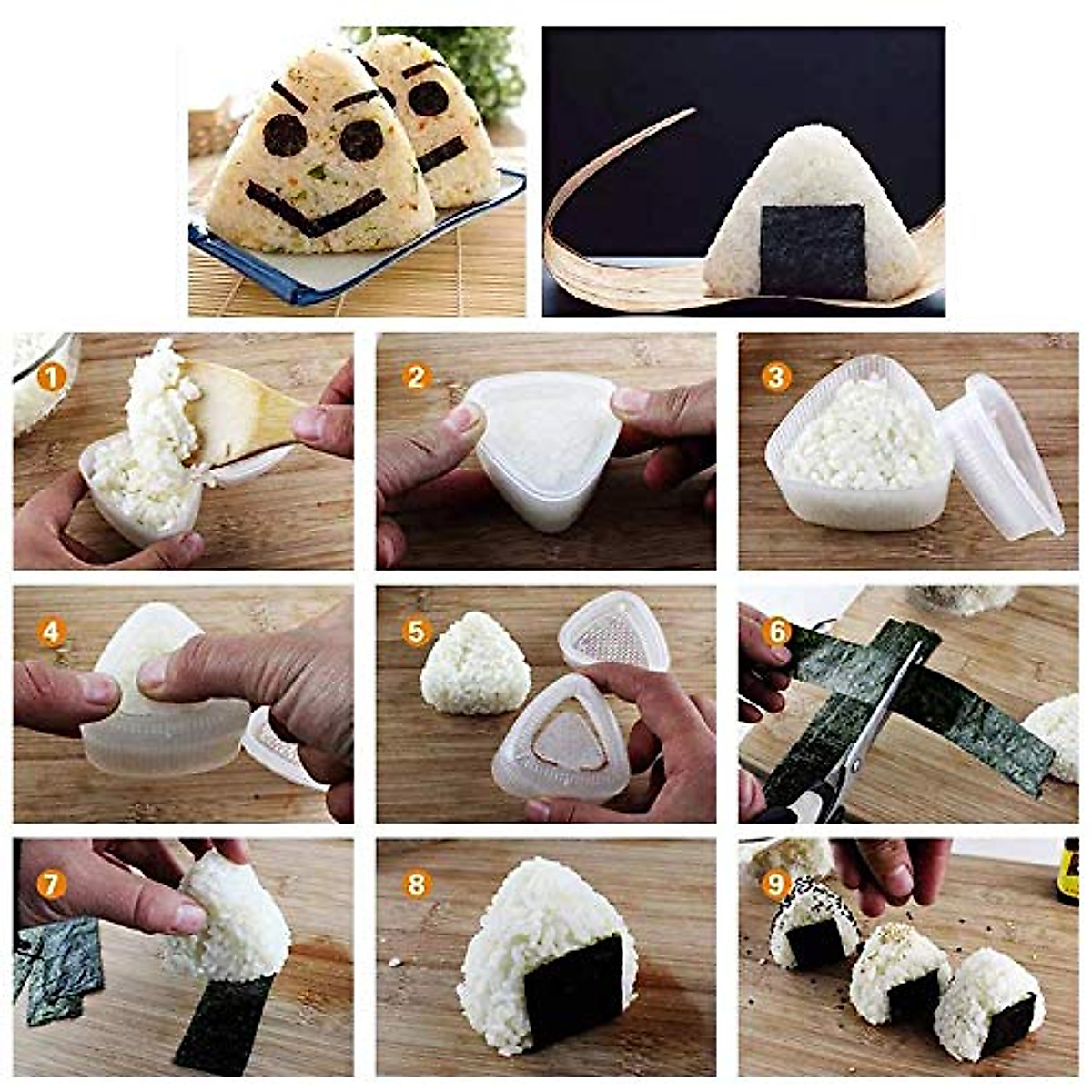 kxkxvovo Triangle Sushi Mold Form Sushi Mold Onigiri Rice Mold DIY Tool, White 2 pcs
