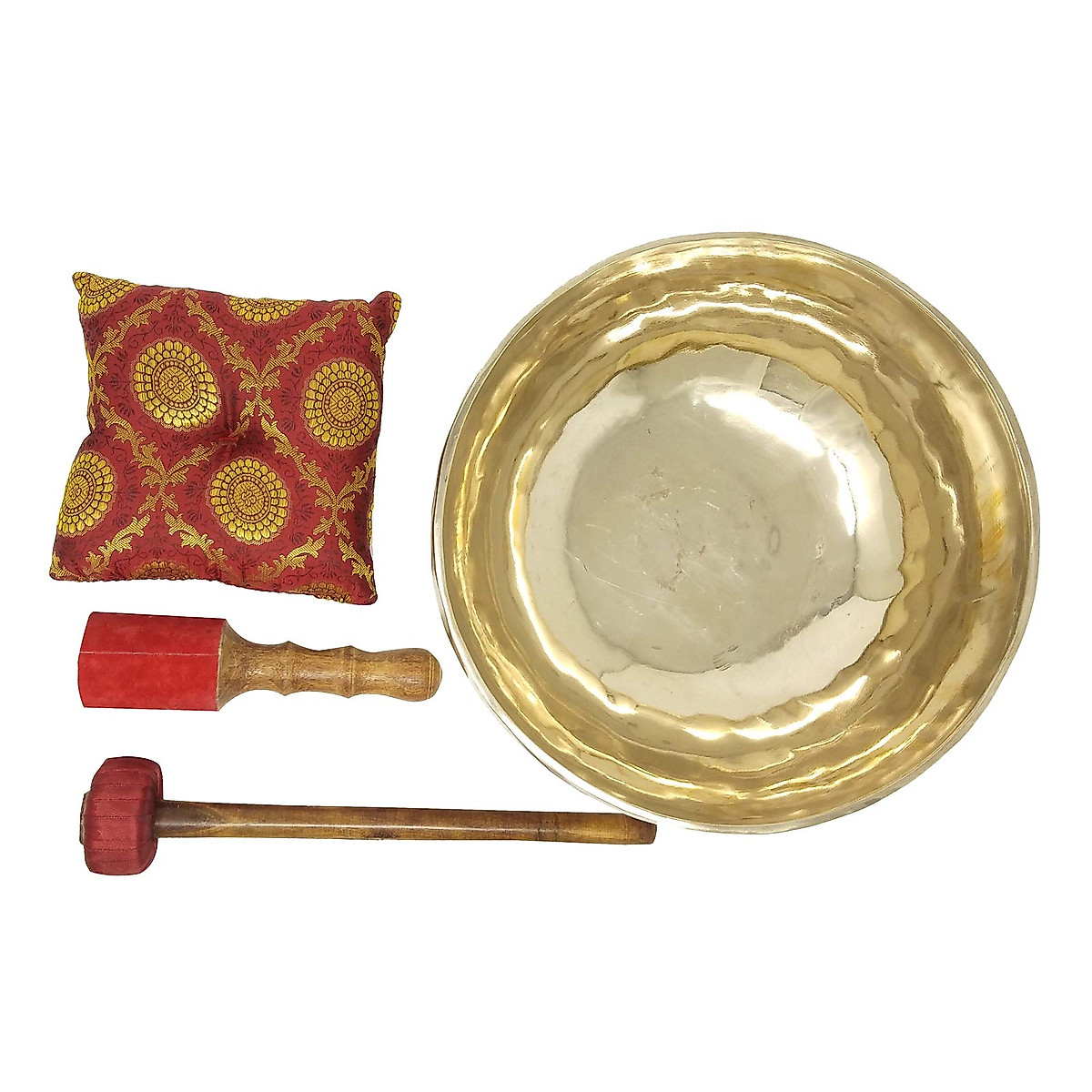 CRAFTSTRIBE 10" Handmade Crown Chatra Tibetan Singing Bowl Meditation Healing Bowl With Mallet And Silk Cushion