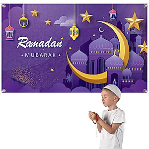 Ramadan Mubarak Decorations Ramadan Banner Eid Backdrop Background for Eid Al-fitr Party Decorations Supplies