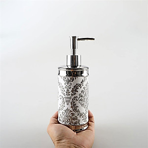 Soap Dispenser Hand Soap Dispenser 410ML Large Capacity Ceramic Soap Dispenser Multifunctional Split Bottle Luxury Lotion Pump Bottle Manual Soap Dispenser Soap Dispenser with Pump (Color : White)