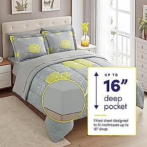 Sweet Home Collection 5 Piece Comforter Set Bag Solid Color All Season Soft Down Alternative Blanket & Luxurious Microfiber Bed Sheets, Florence, Twin