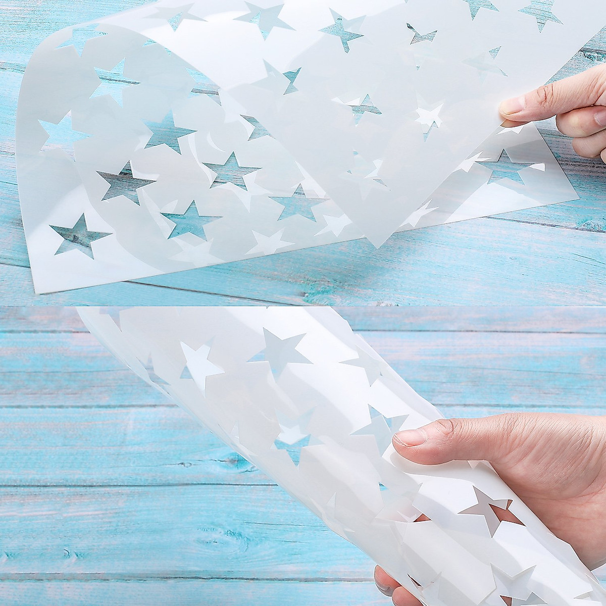 Whaline 7 Pieces American Flag 50 Stars Stencil Template for Painting on Wood, Fabric, Paper, Airbrush, Walls Art, 2 Large, 2 Medium and 3 Small for Flag Day, Independence Day