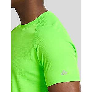 Zengjo Quick Dry Shirts for Men Athletic Performance Short Sleeve Light Weight(Neon Green,S)