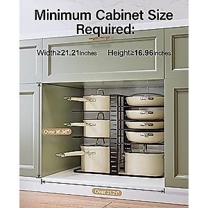 Pantasia Pots and Pans Organizer - [Truly Balanced, 8-Tier Adjustable] Pots and Pans Rack Organizer for Cabinet, Frying pan, Bakeware, Lid, Dishes, Kitchen Organizers and Storage