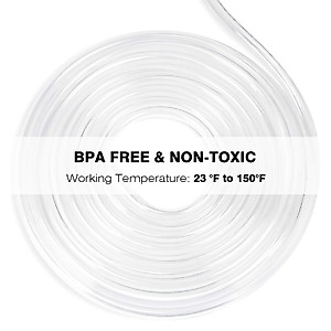 3/4" ID 1" OD Clear Vinyl Tubing - 25 Feet, 30 PSI, Flexible Plastic Tubing, BPA Free and Non-Toxic, Multipurpose Soft Tube Comes with 2 Hose Clamps