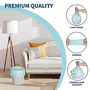 4 Gallon Small Trash Bags-Magesh 4 Gallon Trash Bag Strong, Leakage-Free, Small Garbage Bags 4 Gallon Unscented Thick for Bathroom, Office, Kitchen Small Trash Can, 15L, 105 Bags, Blue