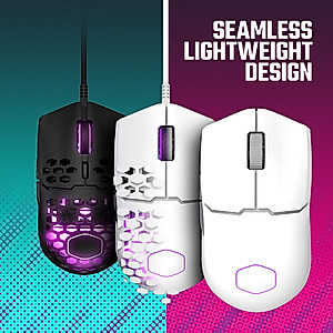 Cooler Master MM712 Wireless Gaming Mouse White with Adjustable 19,000 DPI, 2.4GHz and Bluetooth, Ultraweave Cable, PTFE Feet, RGB Lighting and MasterPlus+ Software