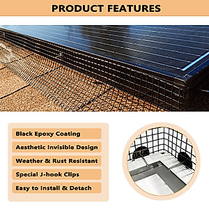 Prolee 100FT Solar Panel Bird/Critter Guard Anti-Rust with 100 Fastener Clips Rooftop Solar Panel Bird Wire Screen, Removable Without Damage (6 Inch x 100 Feet)