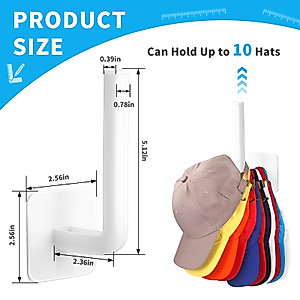 Letohoumia Hat Hooks for Wall, 4 Pcs Adhesive Hat Hangers Organizer Holder for Closet/Door, Multi-Purpose Strong Hook Rack Can Hold More Than 10 Hats Black